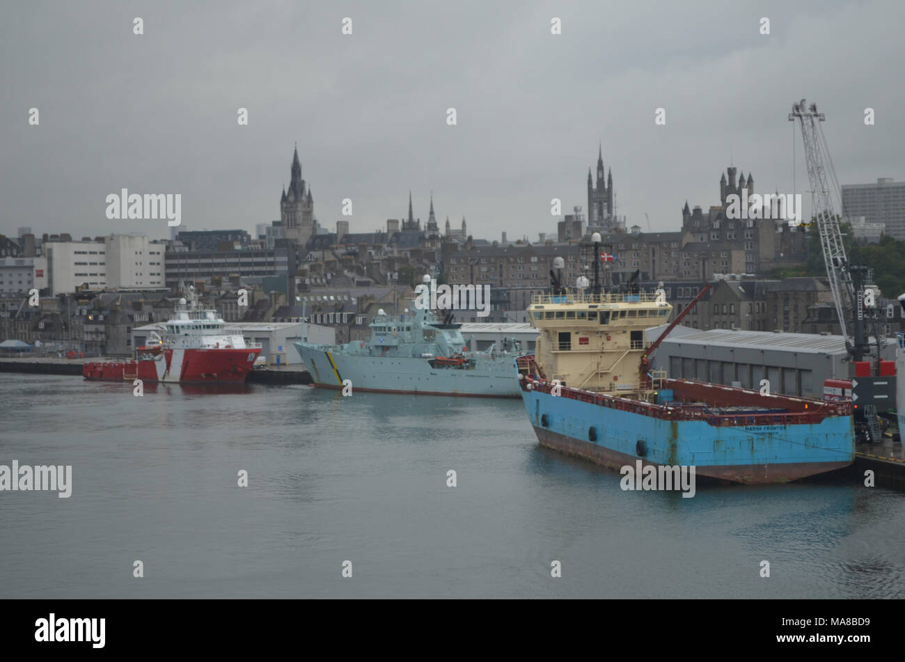 Aberdeen (Scotland) harbour, main gateway for the North Sea oil and gas ...
