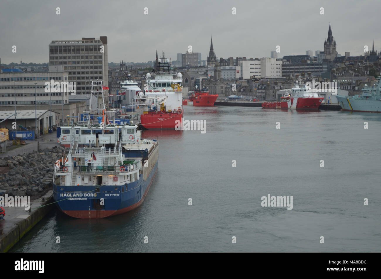 Aberdeen (Scotland) harbour, main gateway for the North Sea oil and gas ...