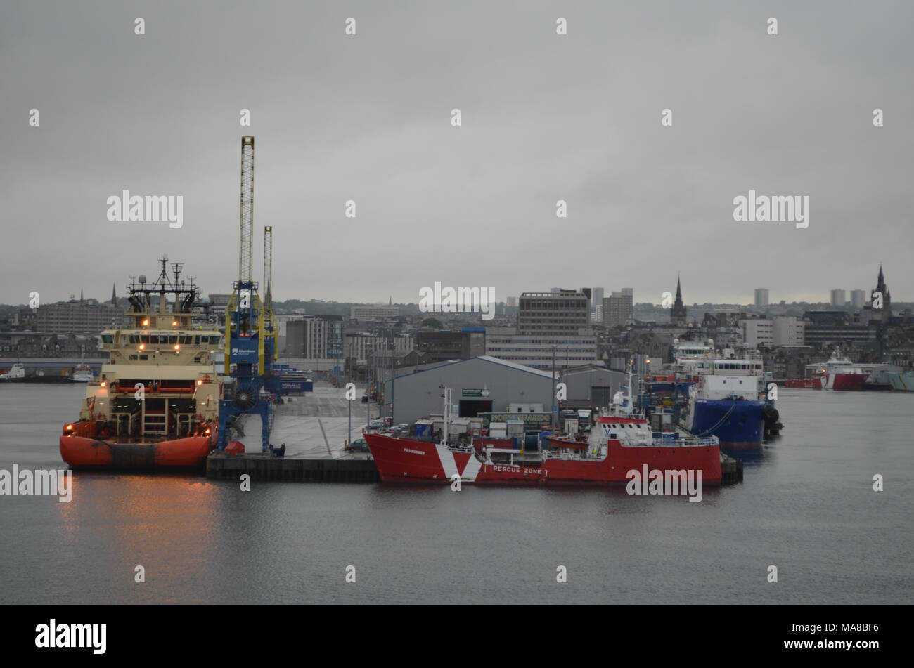 Aberdeen (Scotland) harbour, main gateway for the North Sea oil and gas ...