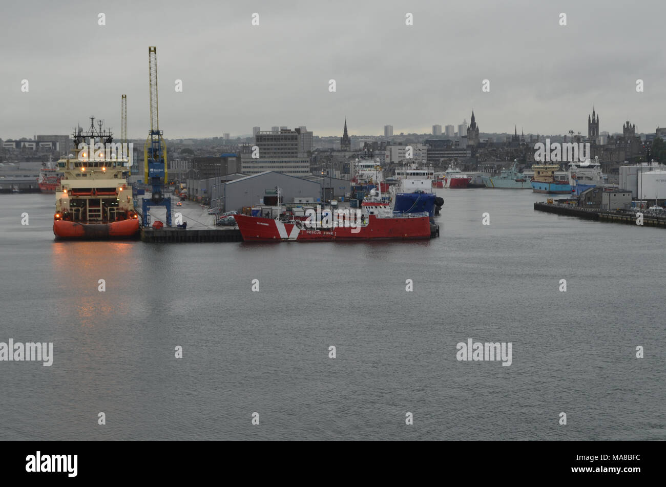 Aberdeen (Scotland) harbour, main gateway for the North Sea oil and gas ...