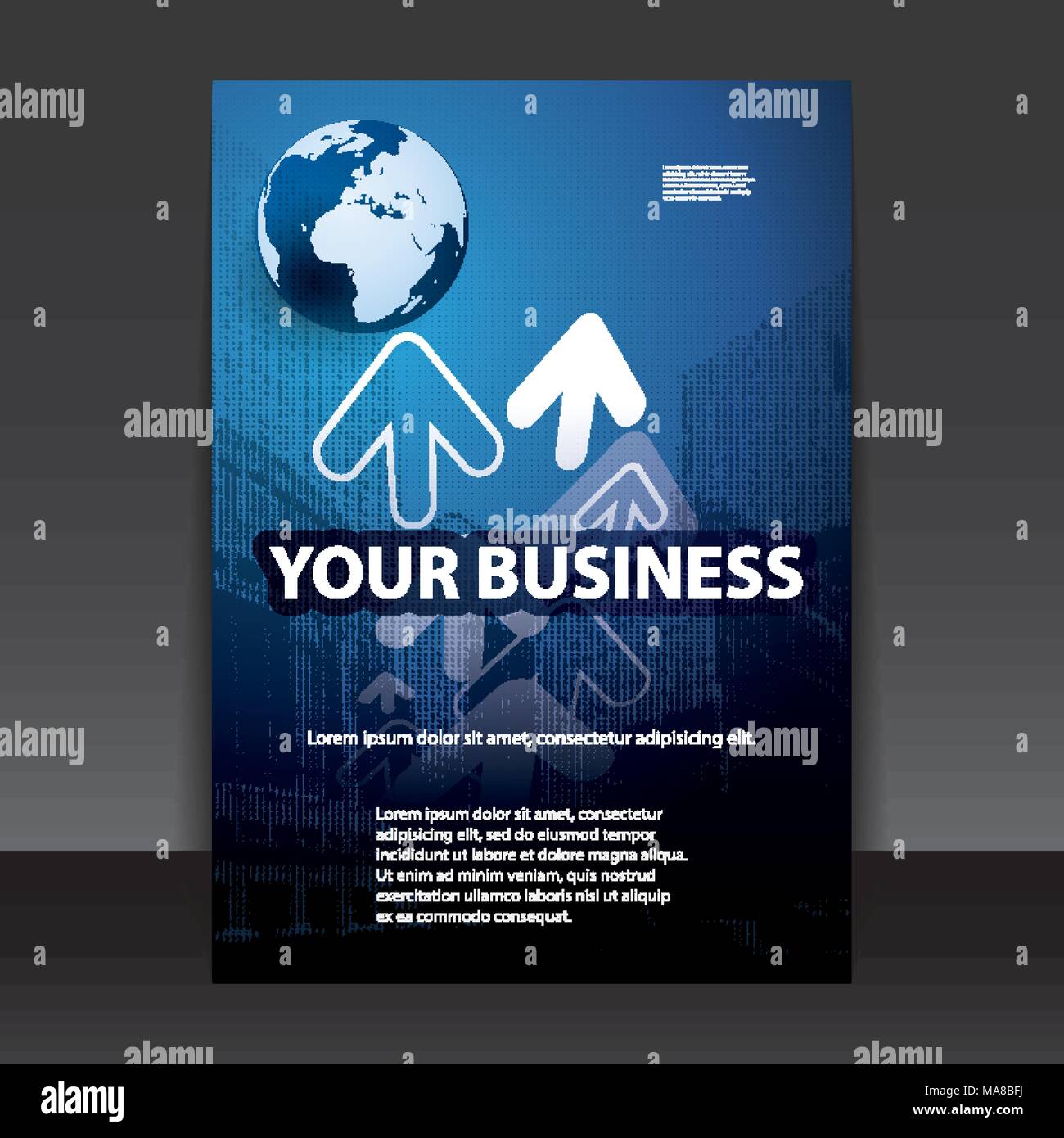 Blue Business Flyer or Cover Design with Earth Globe and Arrows in ...