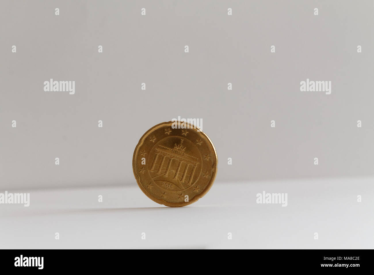 One euro coin on isolated white background Denomination is 20 euro ...