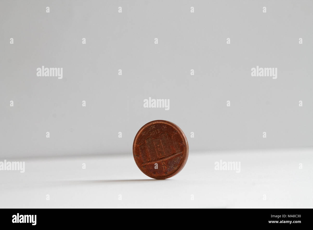 One euro coin on isolated white background Denomination is 1 euro cent ...