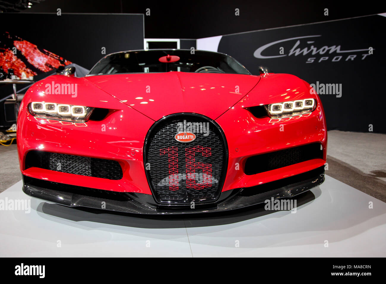NEW YORK CITY-MARCH 28: Bugatti Chiron Sport shown at the New York ...