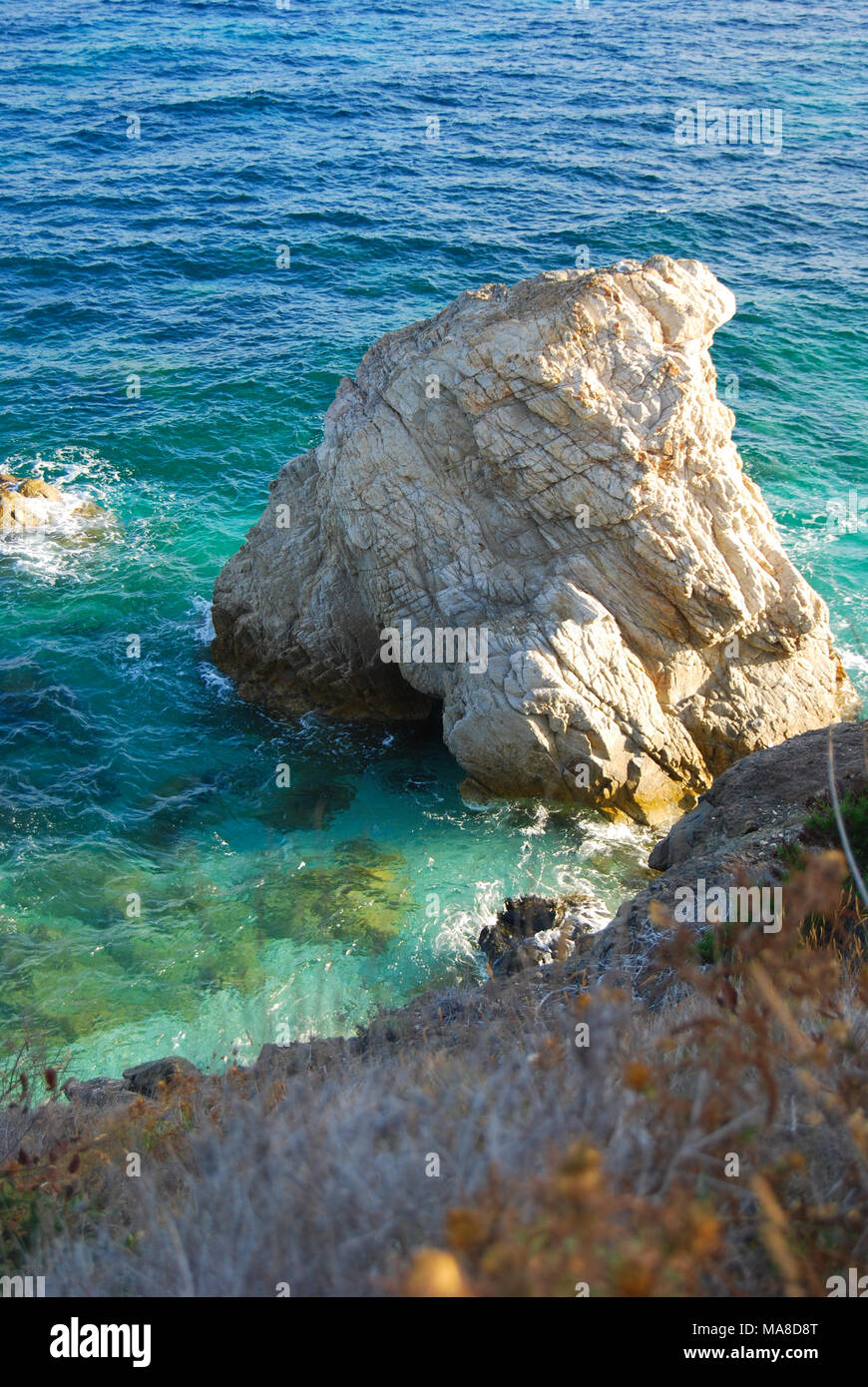 Panorama with reef on Sansone beach - Elba island - Italy Stock Photo ...