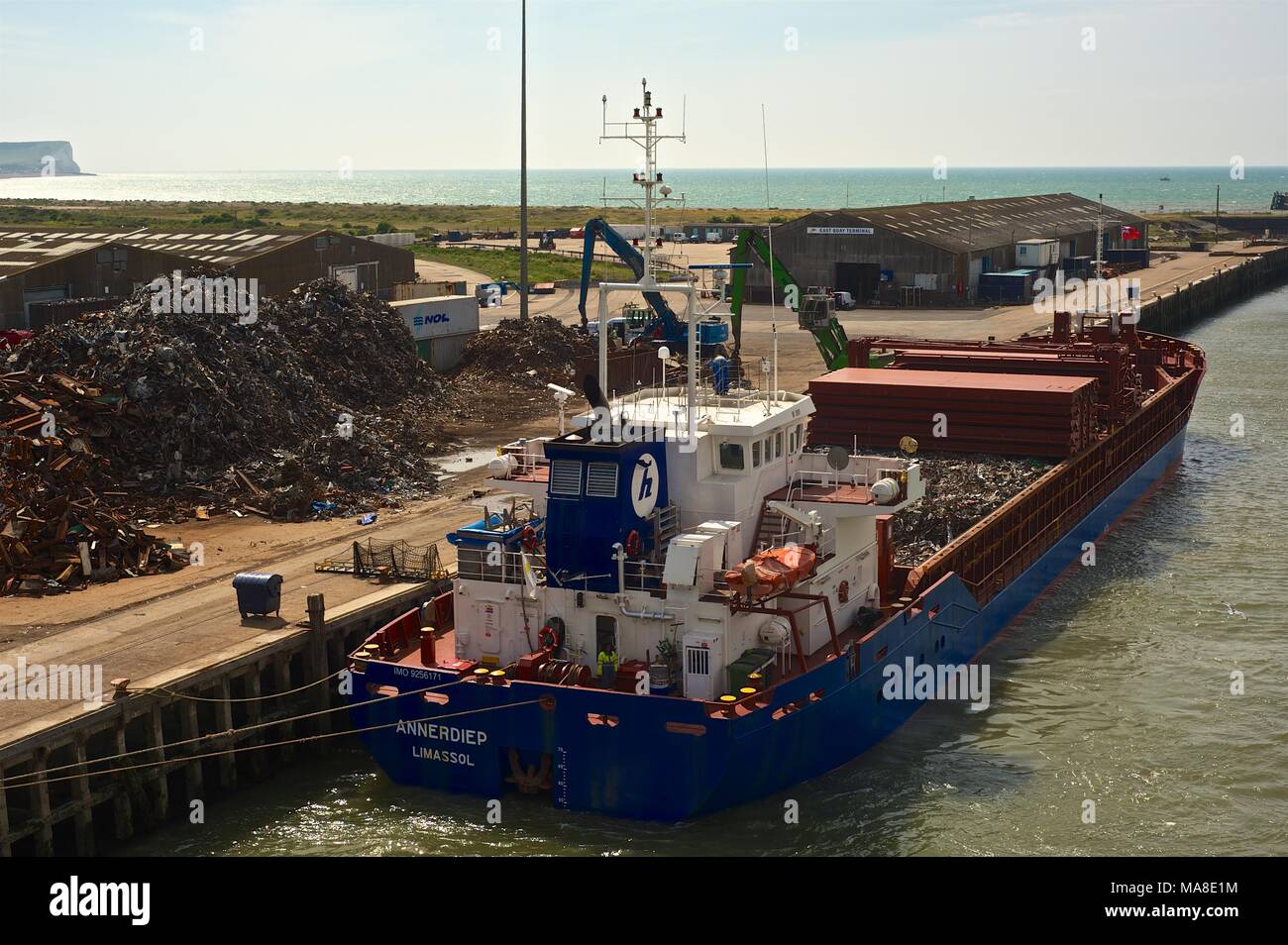 Coastal vessel Annerdiep of Limassol IMO9256171 loading scrap metal at ...