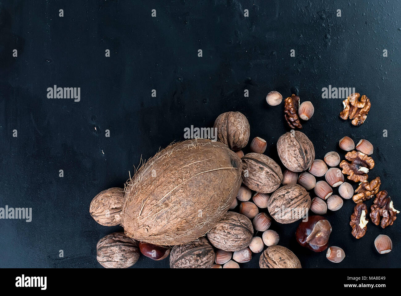 Collection variety nuts (shelled and in their shells) including ...