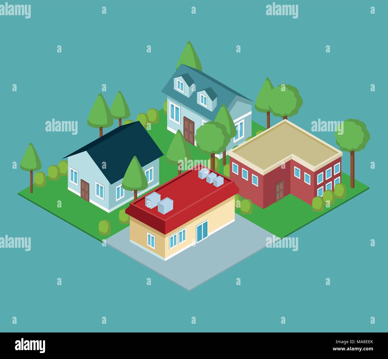 Isometric group of houses Stock Vector Image & Art - Alamy