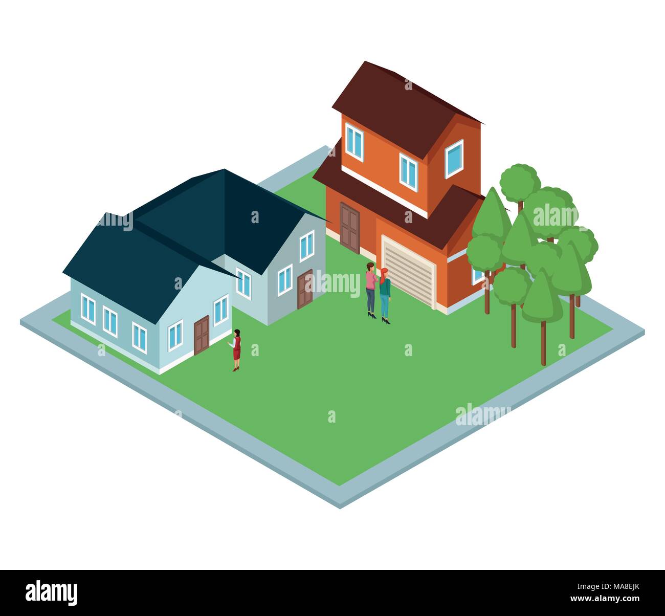 Isometric group of houses Stock Vector Image & Art - Alamy