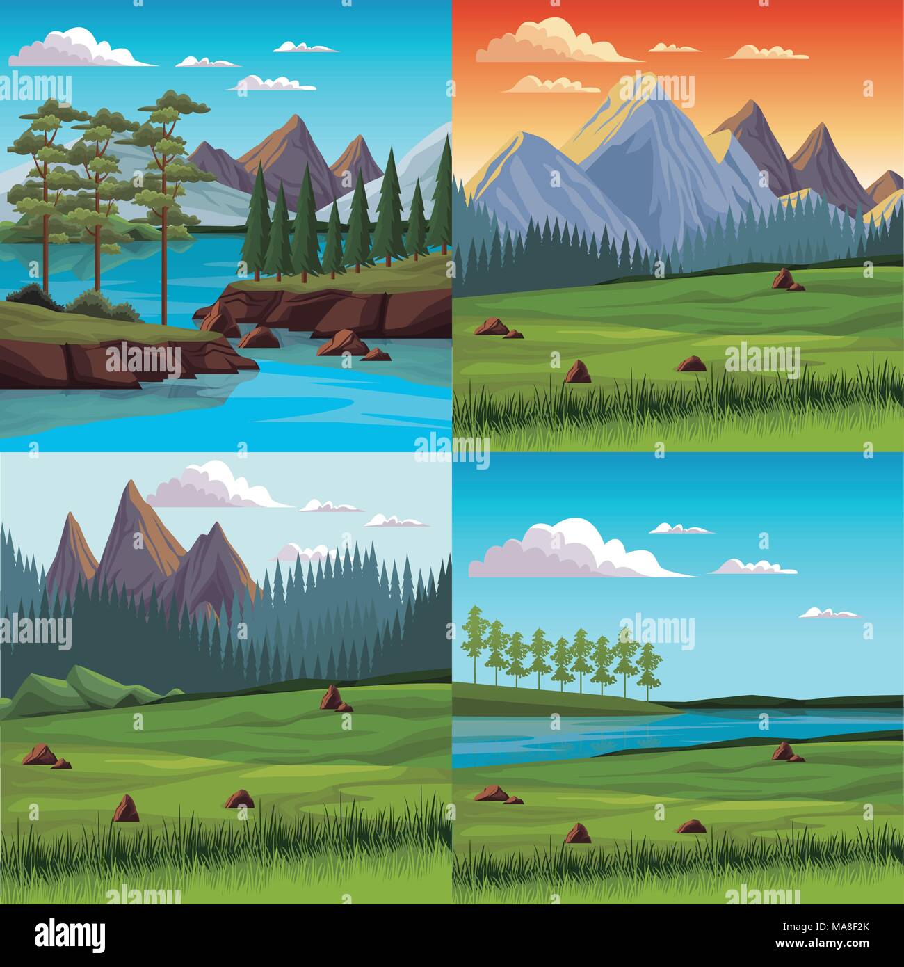 Set of nature landscapes Stock Vector Image & Art - Alamy