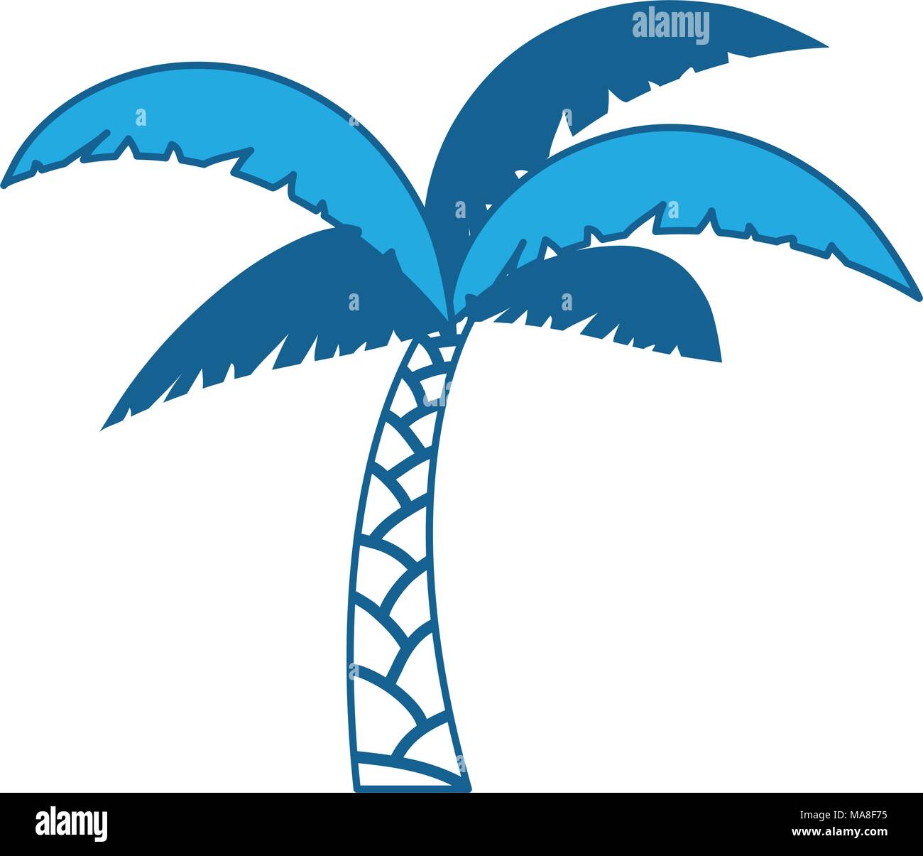 Tropical palm icon over white background, blue shading design. vector ...