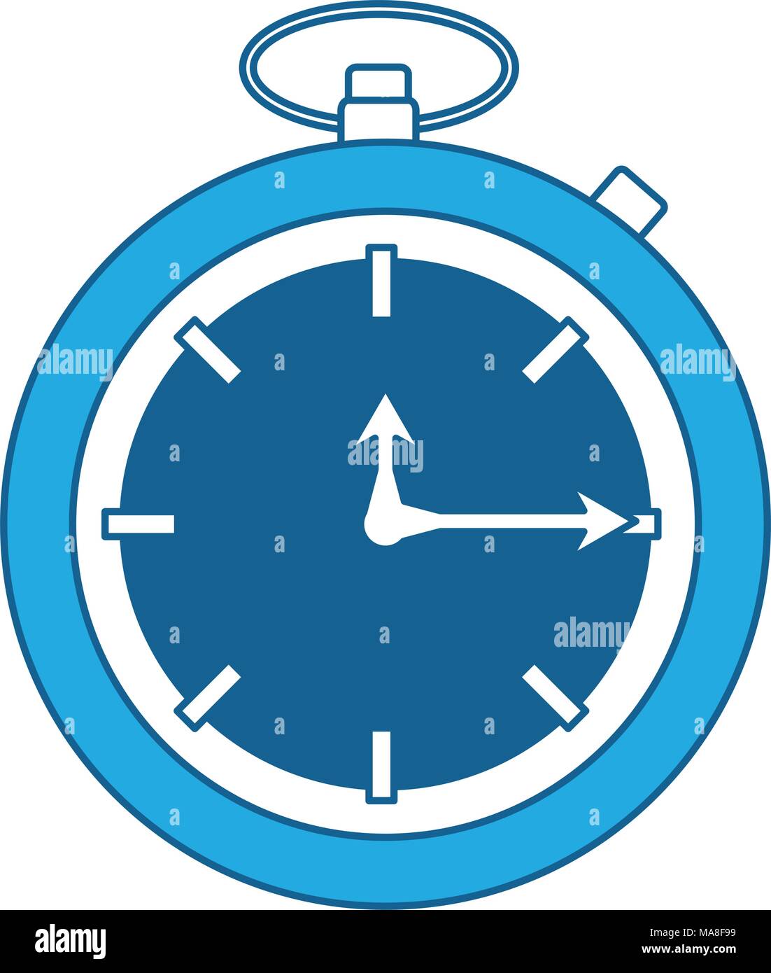 chronometer icon over white background, blue shading design. vector ...