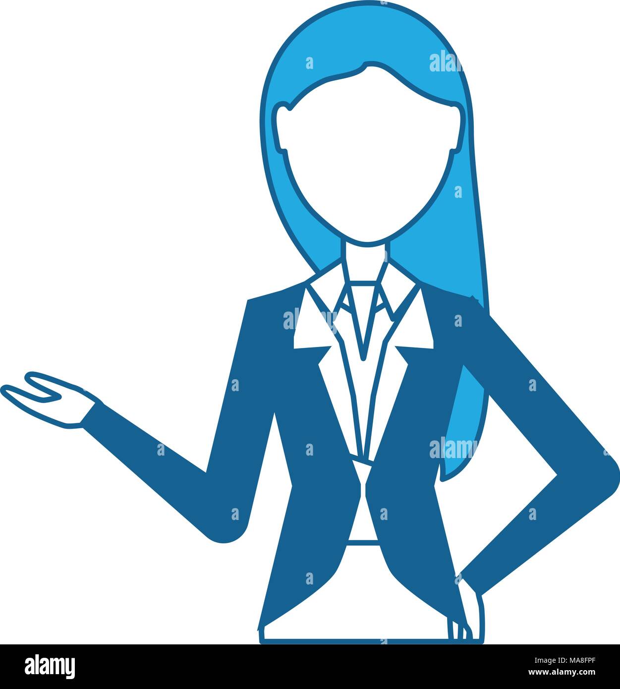 avatar businesswoman waiting over white background, blue shading design ...