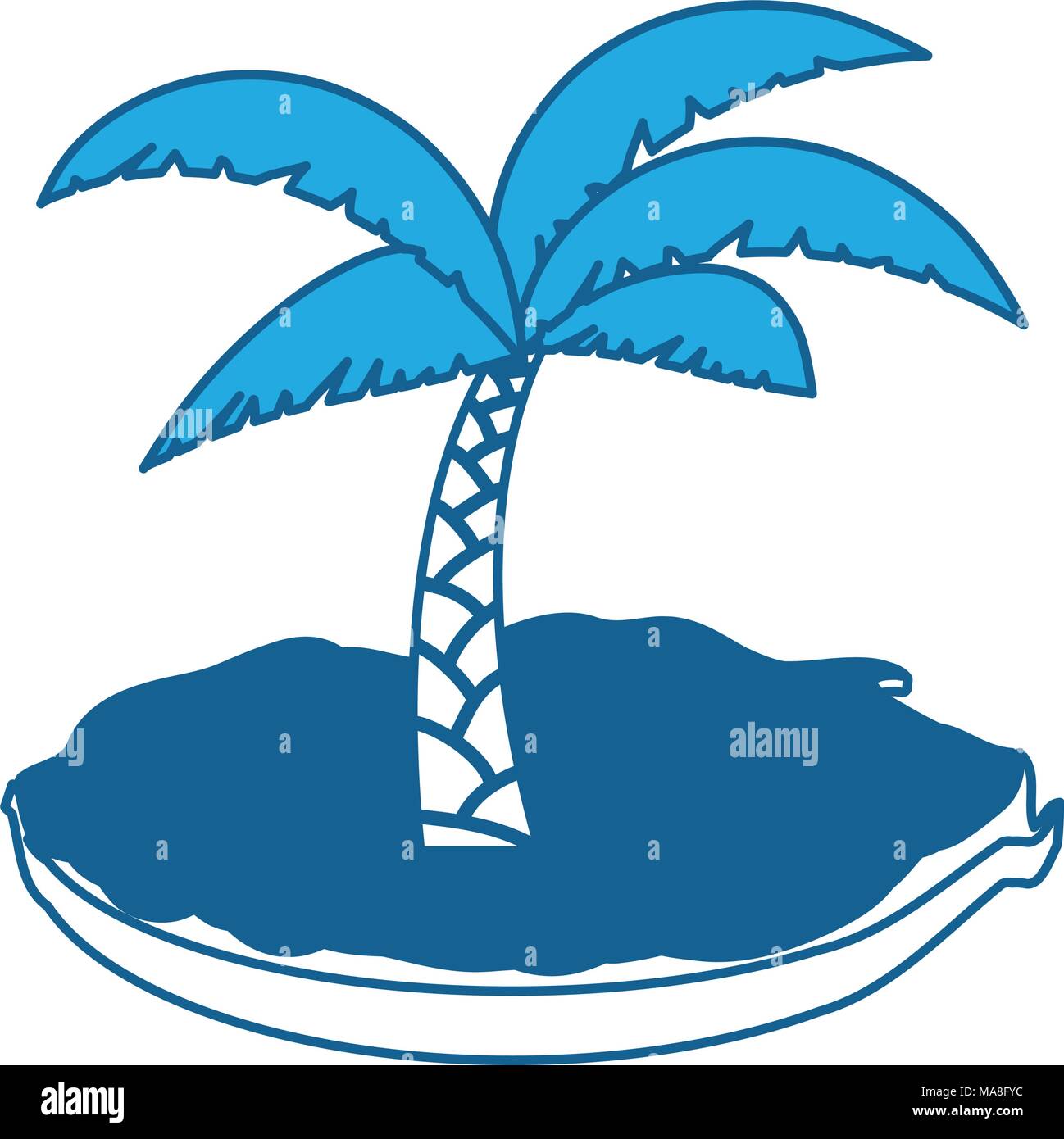 Tropical palm icon over white background, blue shading design. vector ...