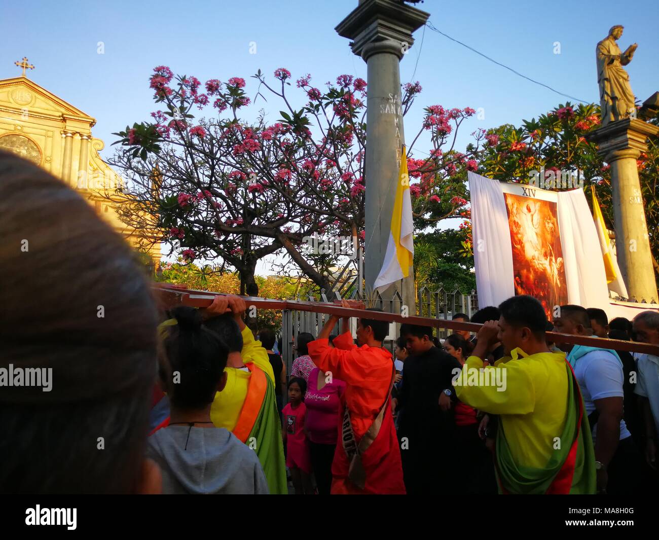 Good Friday early morning procession in Dumaguete City where religious ...
