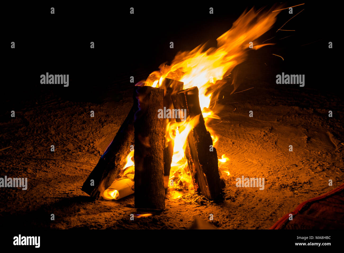 Fire at night Stock Photo - Alamy