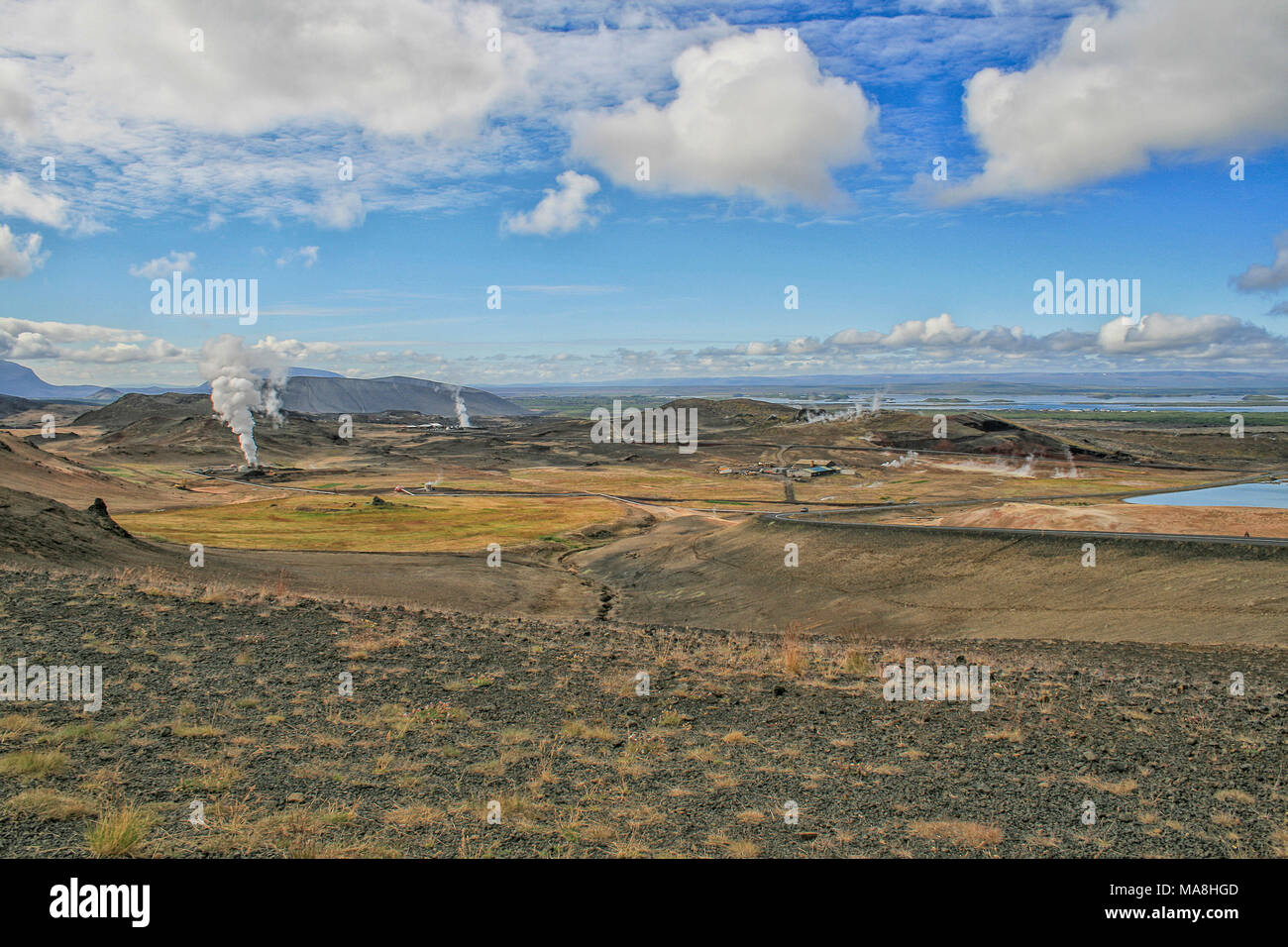 Volcanic and geothermal landscape in Krafla area in Iceland Stock Photo ...