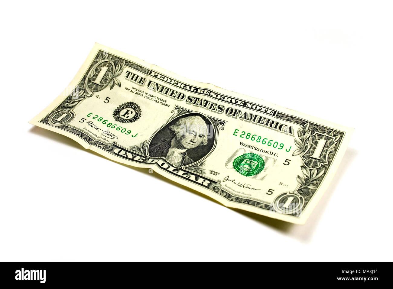 usa one dollar isolated over white Stock Photo - Alamy