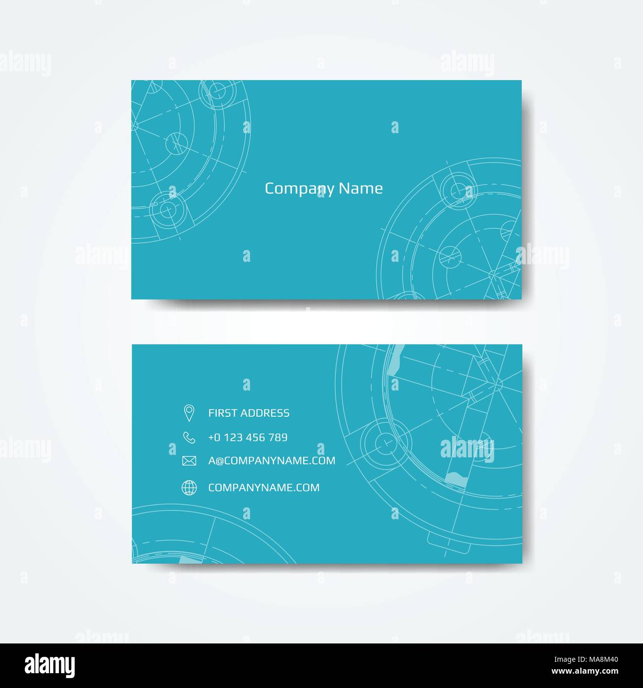 Set of engineering business card. Engineering drawings. vector ...