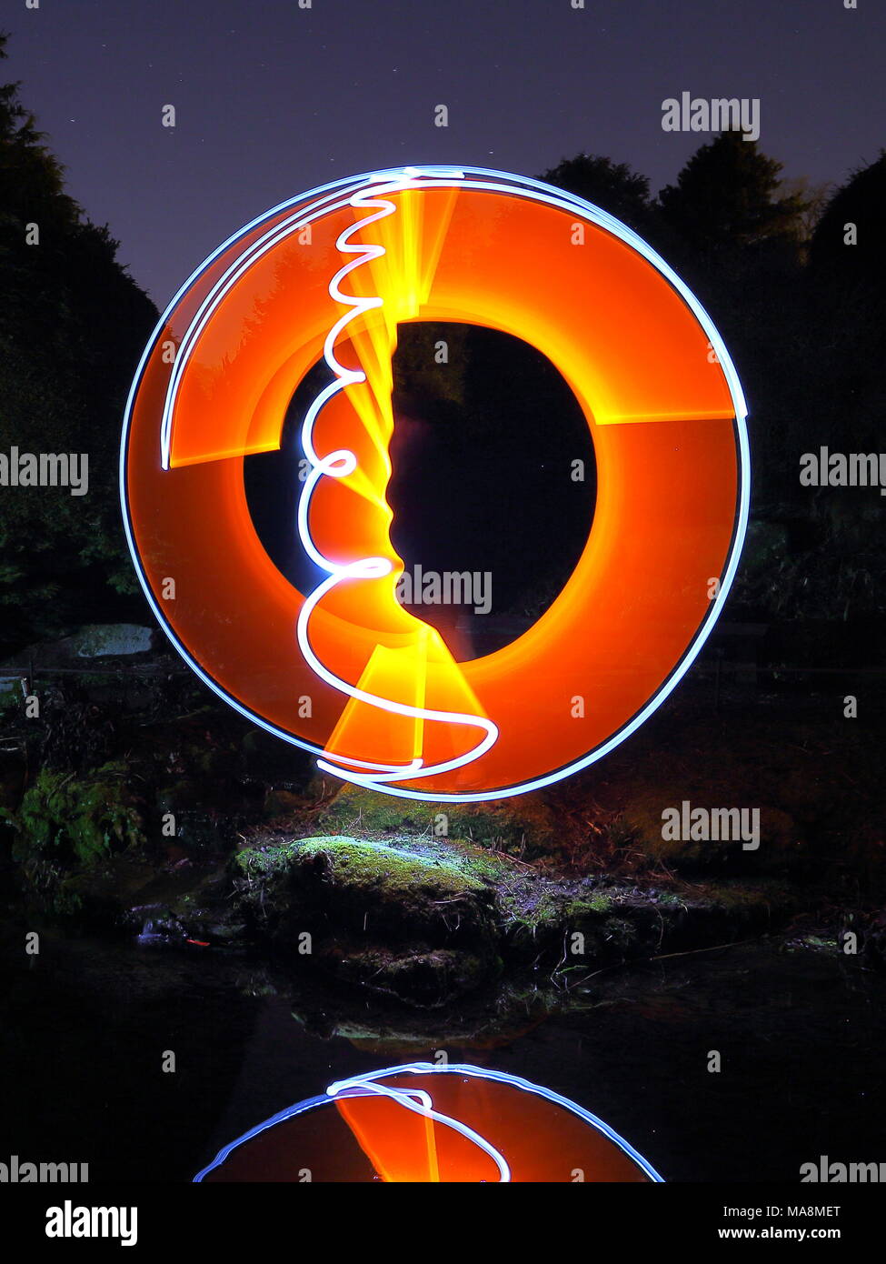Orange Circle made with lightstick Stock Photo - Alamy