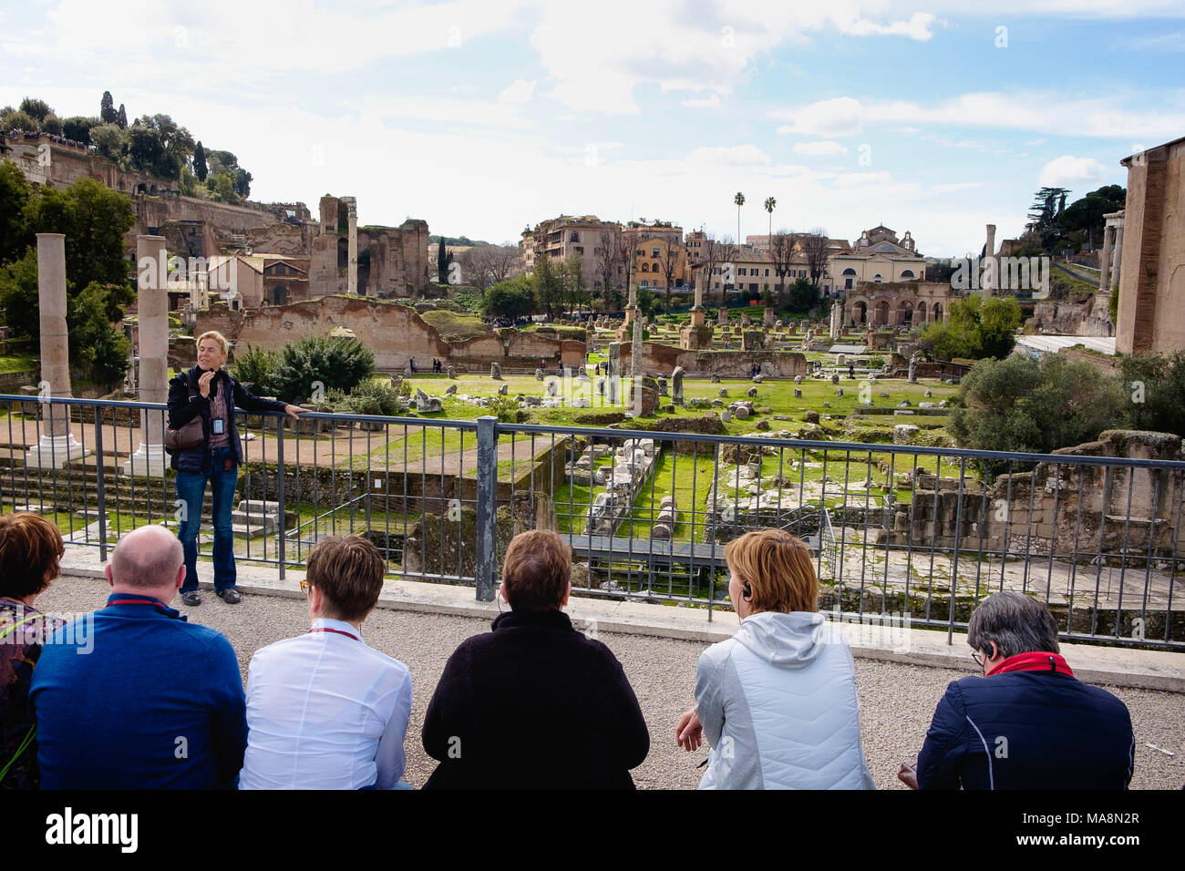 From a viewing point on Via Dei Fori Imperiali with a view of the Roman ...