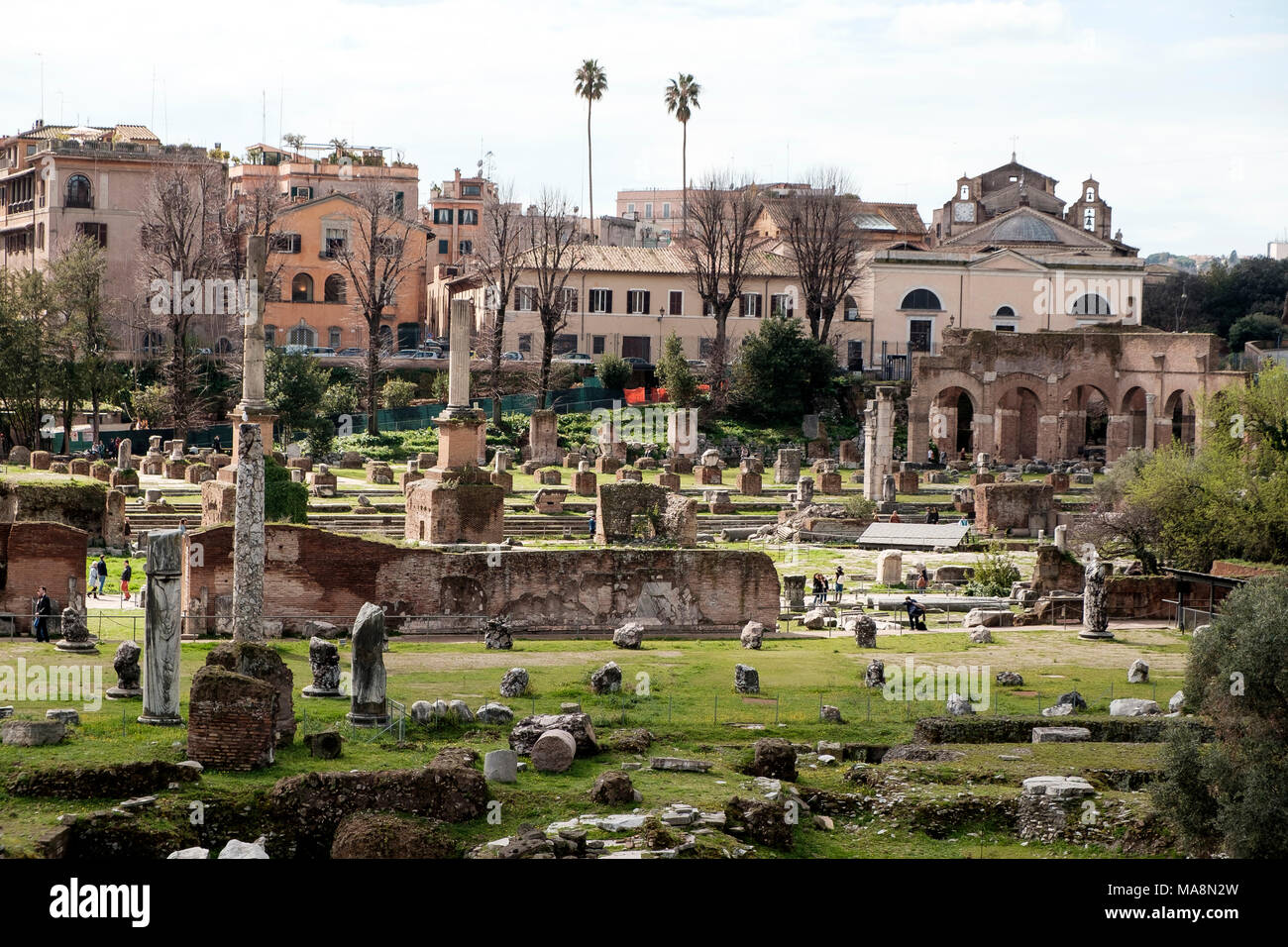 View of the Roman Forum from an admission free viewing point on Via Dei ...