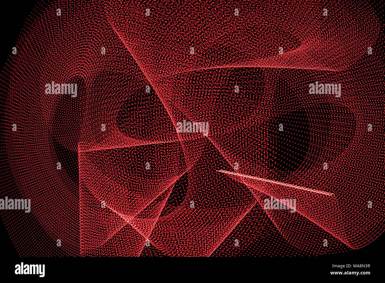 Red color abstract light painting. LED lights on black background Stock ...