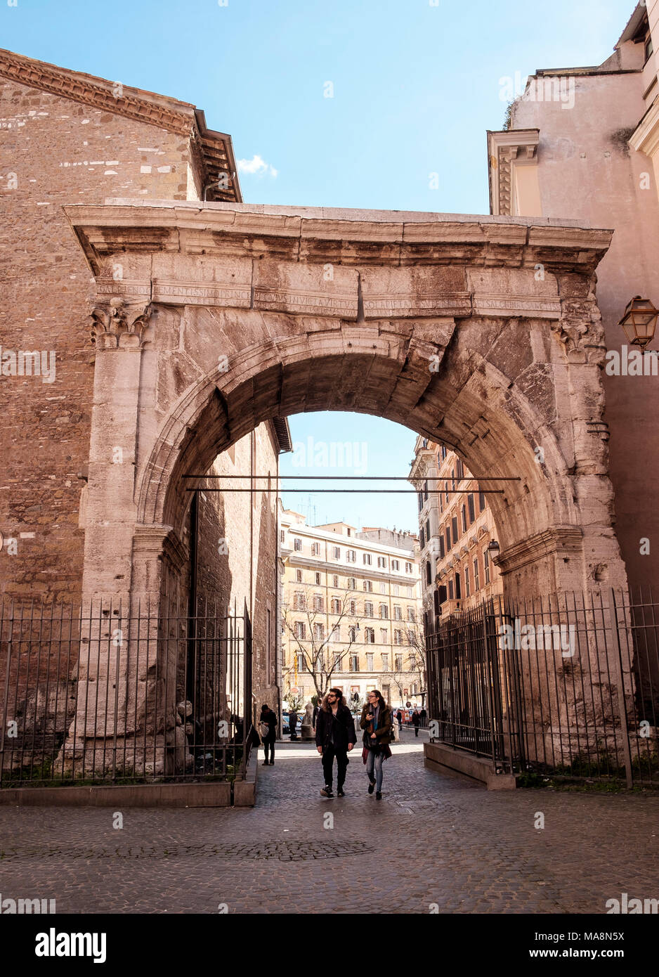 The Arco di Gallieno, Arch of Gallienus, Rome is crumbling but added ...