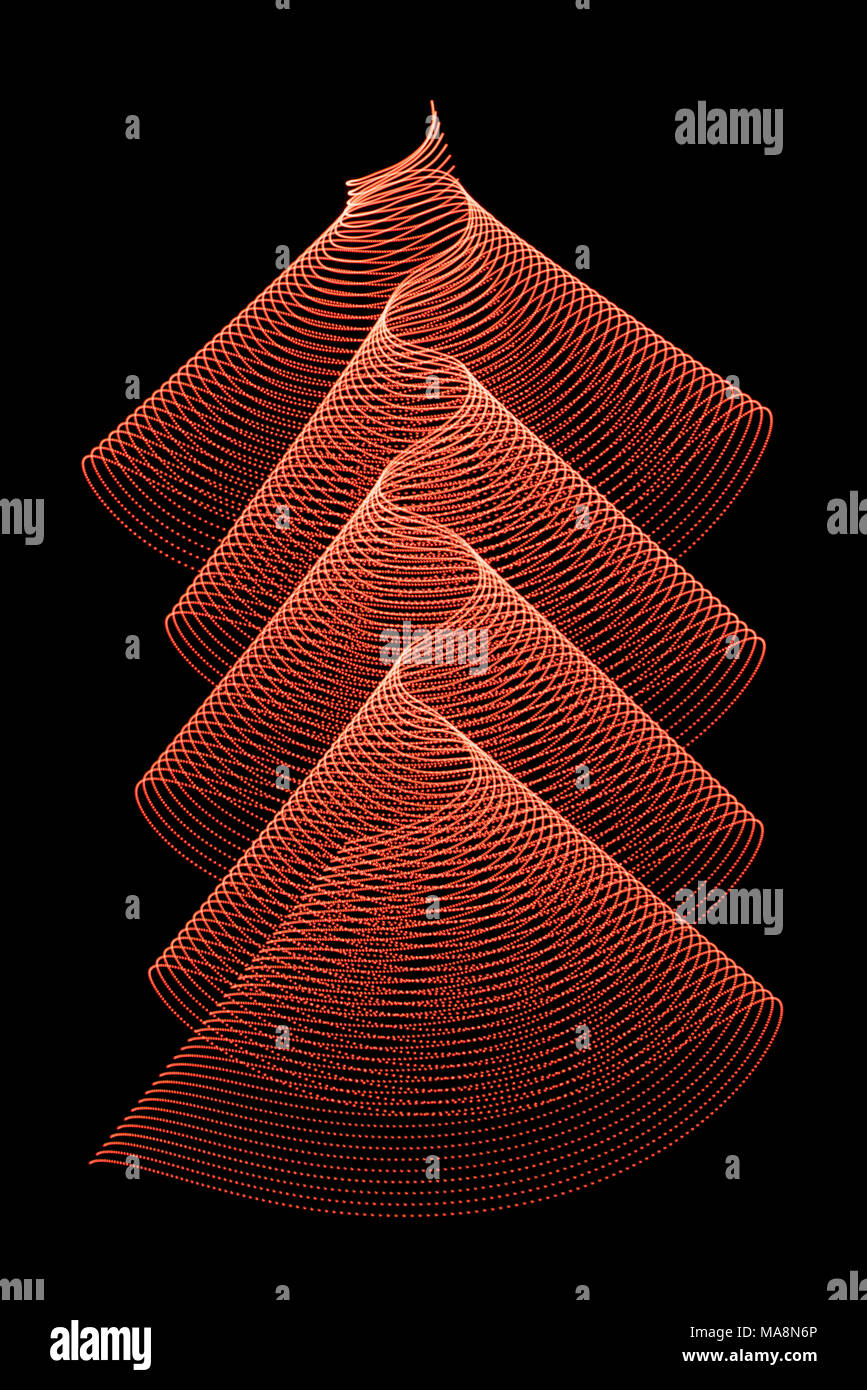 Red color abstract light painting. LED lights on black background Stock ...