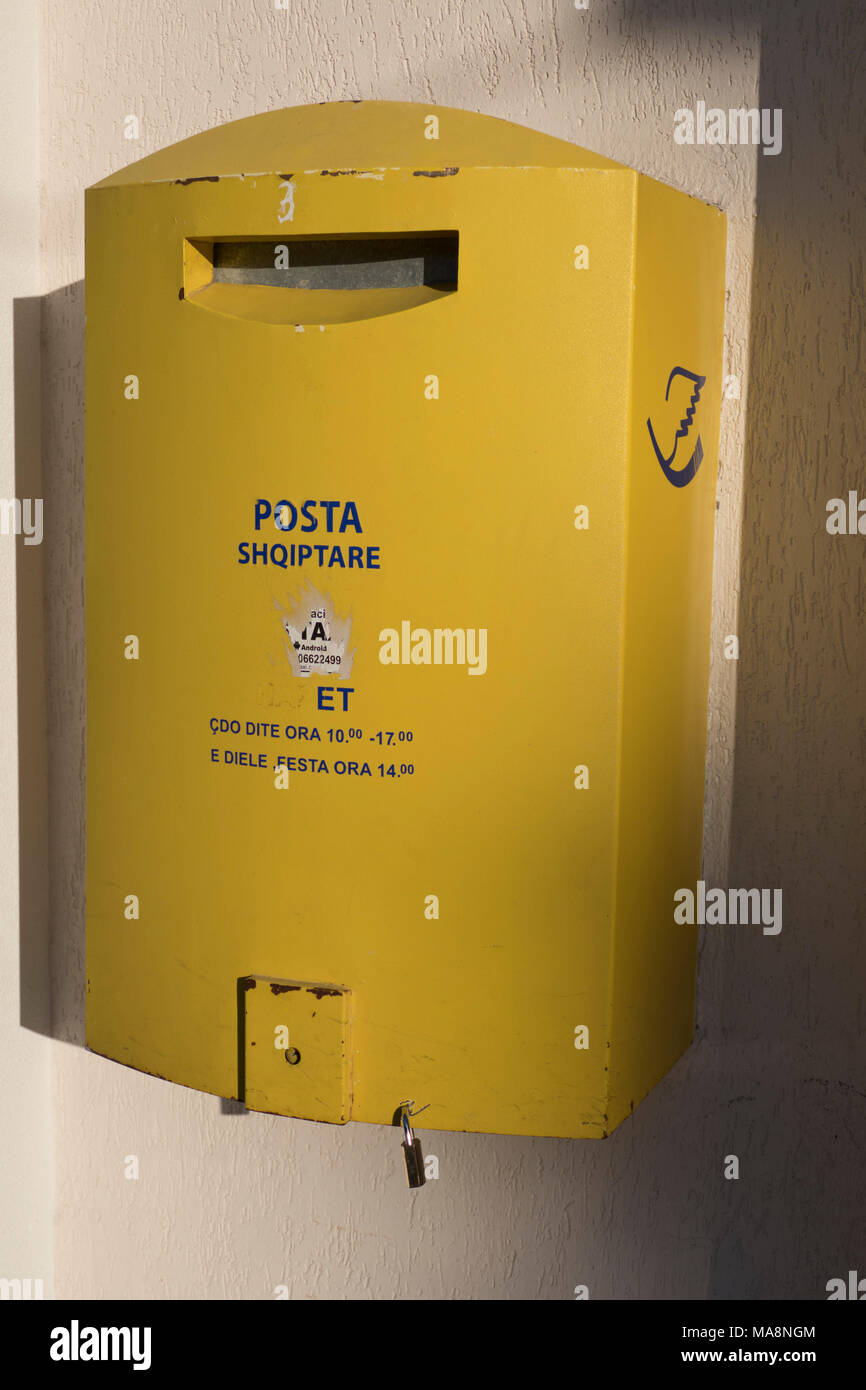 Post box in Shkoder,Albania Stock Photo - Alamy