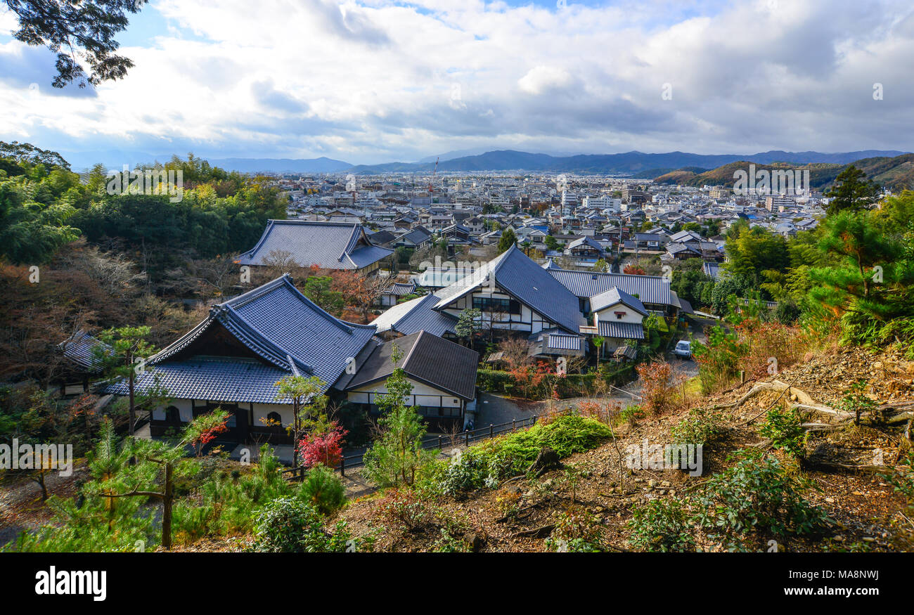 Kyoto, Japan - Nov 29, 2016. Aerial view of Kyoto, Japan. Kyoto is ...
