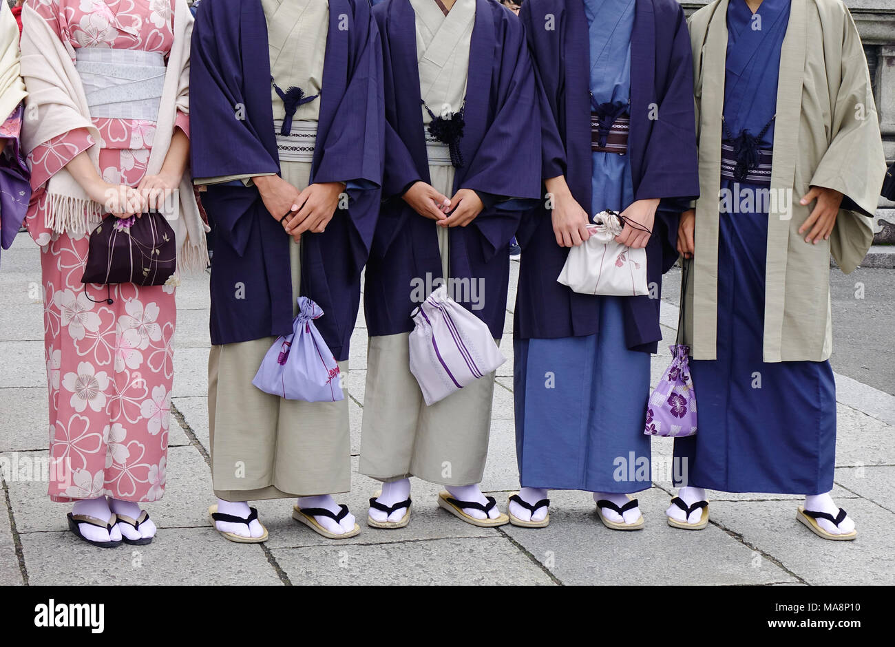 Young people wearing Japanese traditional custume (kimono Stock Photo ...