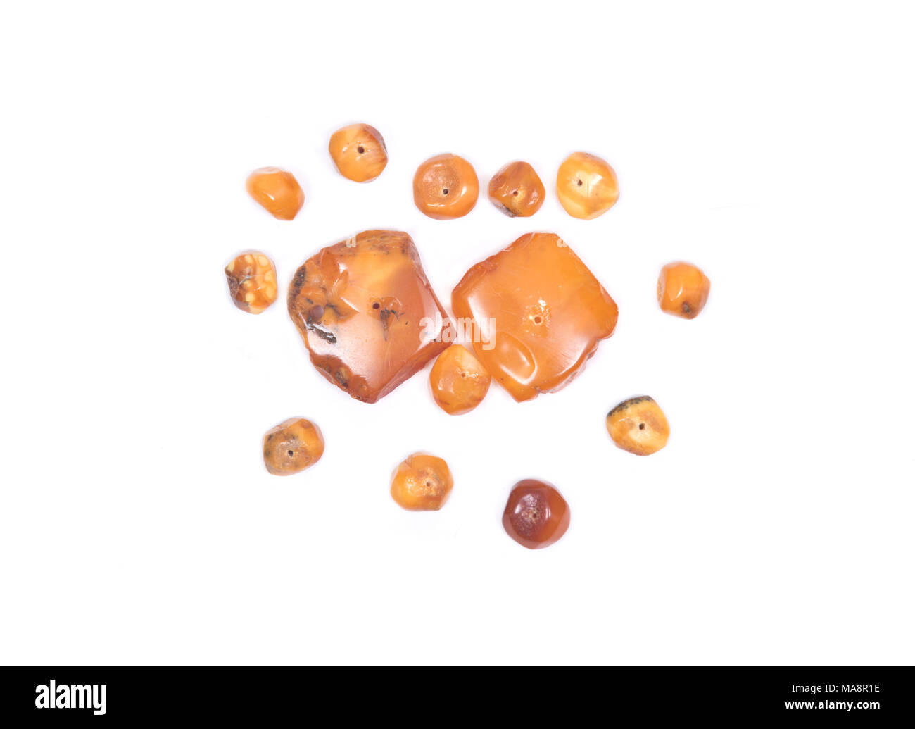 Yellow baltic amber beads isolated on white background Stock Photo - Alamy