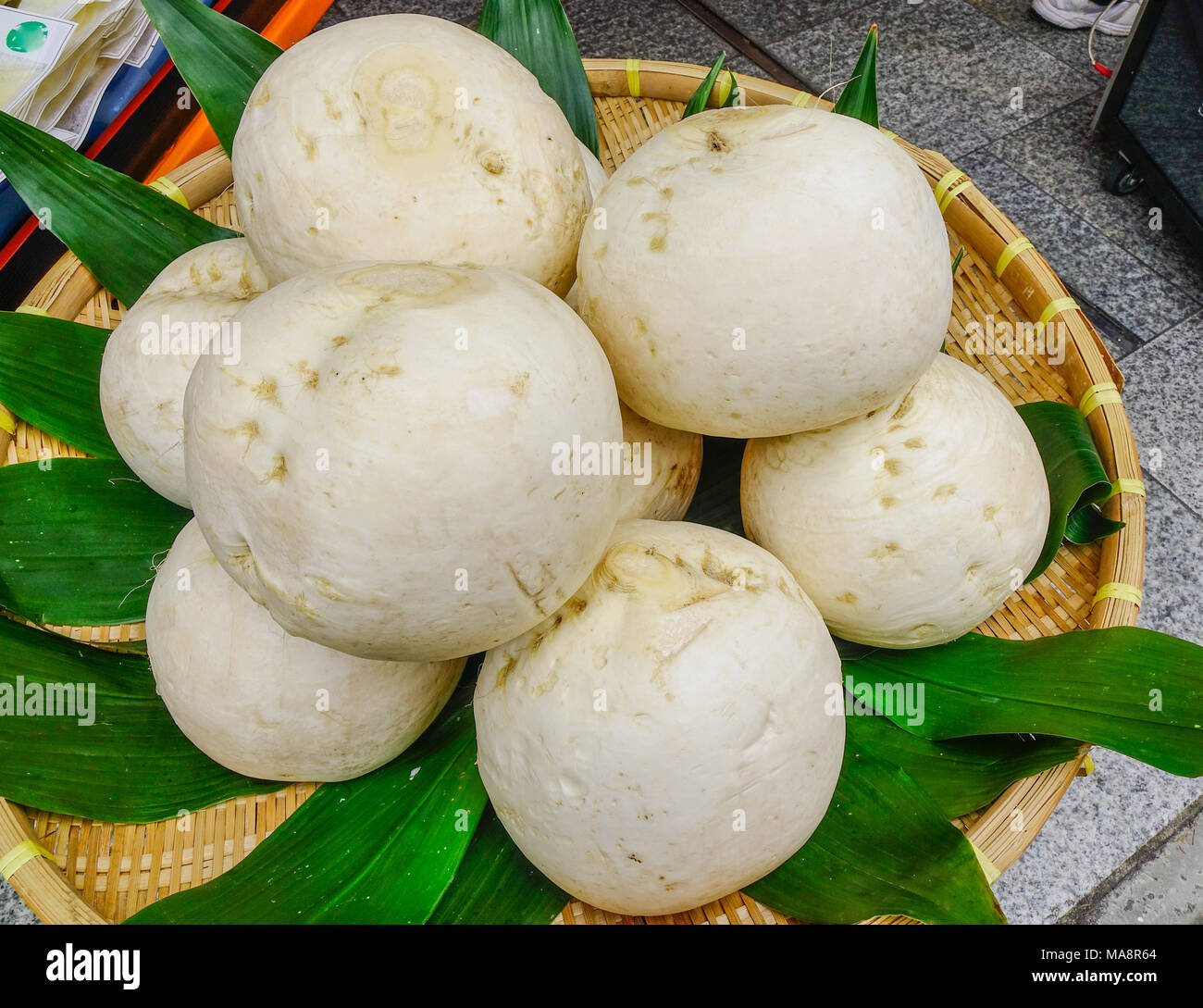 Japanese white radish in the tray for sale at market Stock Photo - Alamy