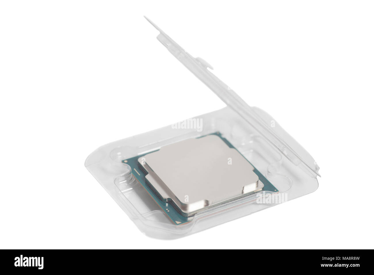 Central processing unit CPU processor microchip on white Stock Photo ...