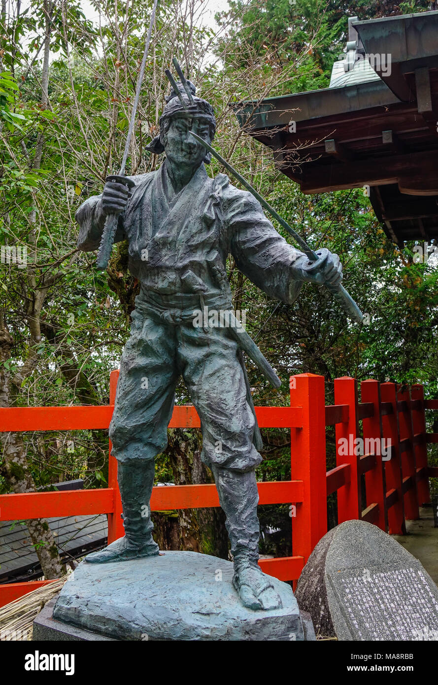 Kyoto, Japan - Nov 29, 2016. A hero statue at ancient Shinto temple in ...
