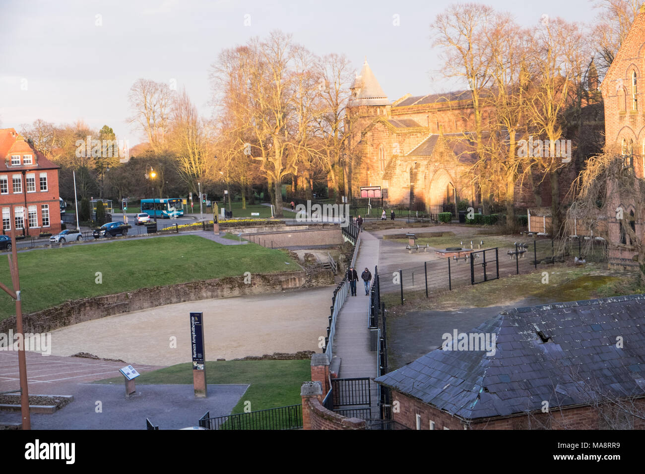 Roman,Roman Amphitheatre,from,Roman Wall,City,Walls,Chester,Cheshire ...