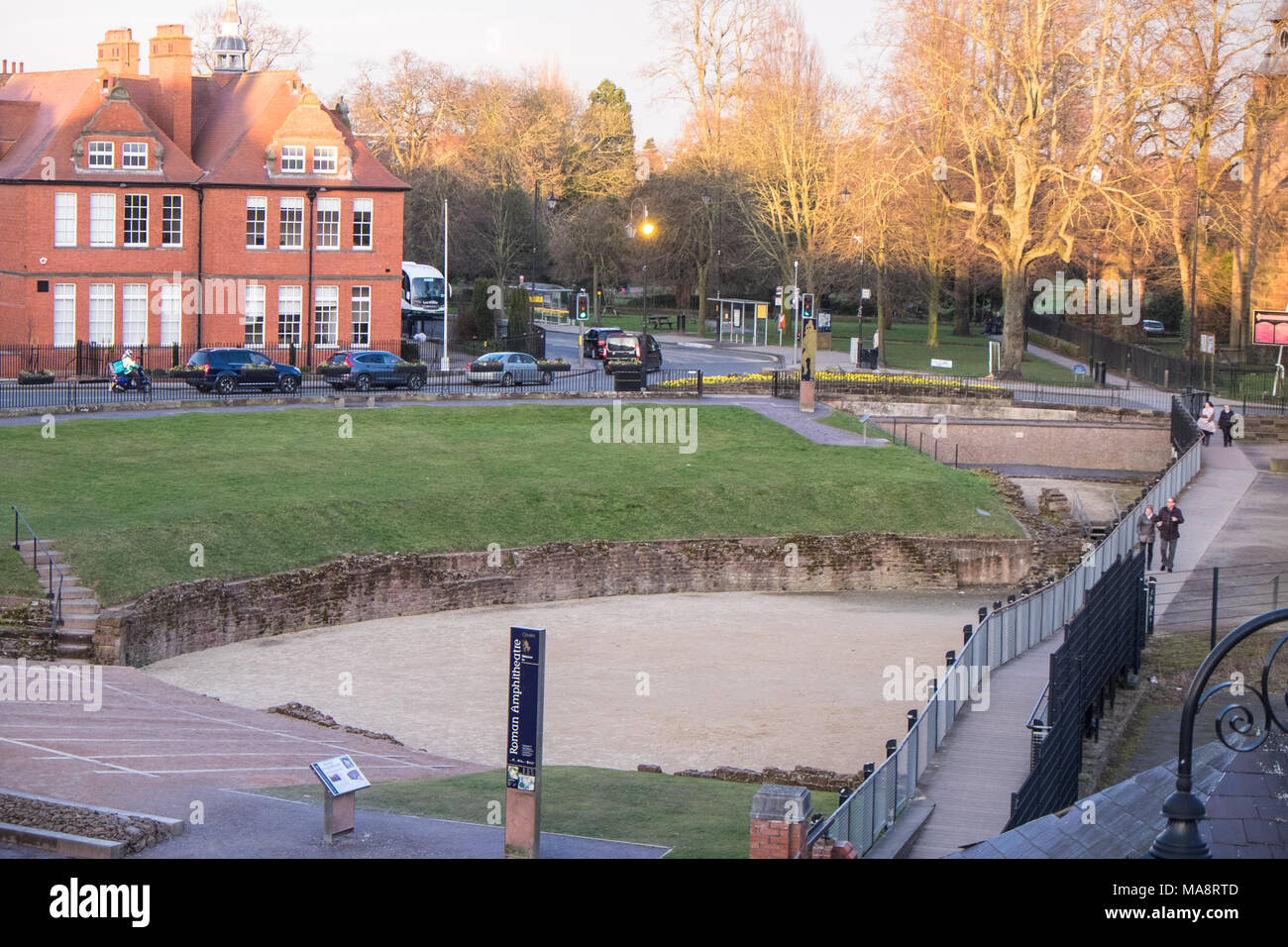 Roman,Roman Amphitheatre,from,Roman Wall,City,Walls,Chester,Cheshire ...