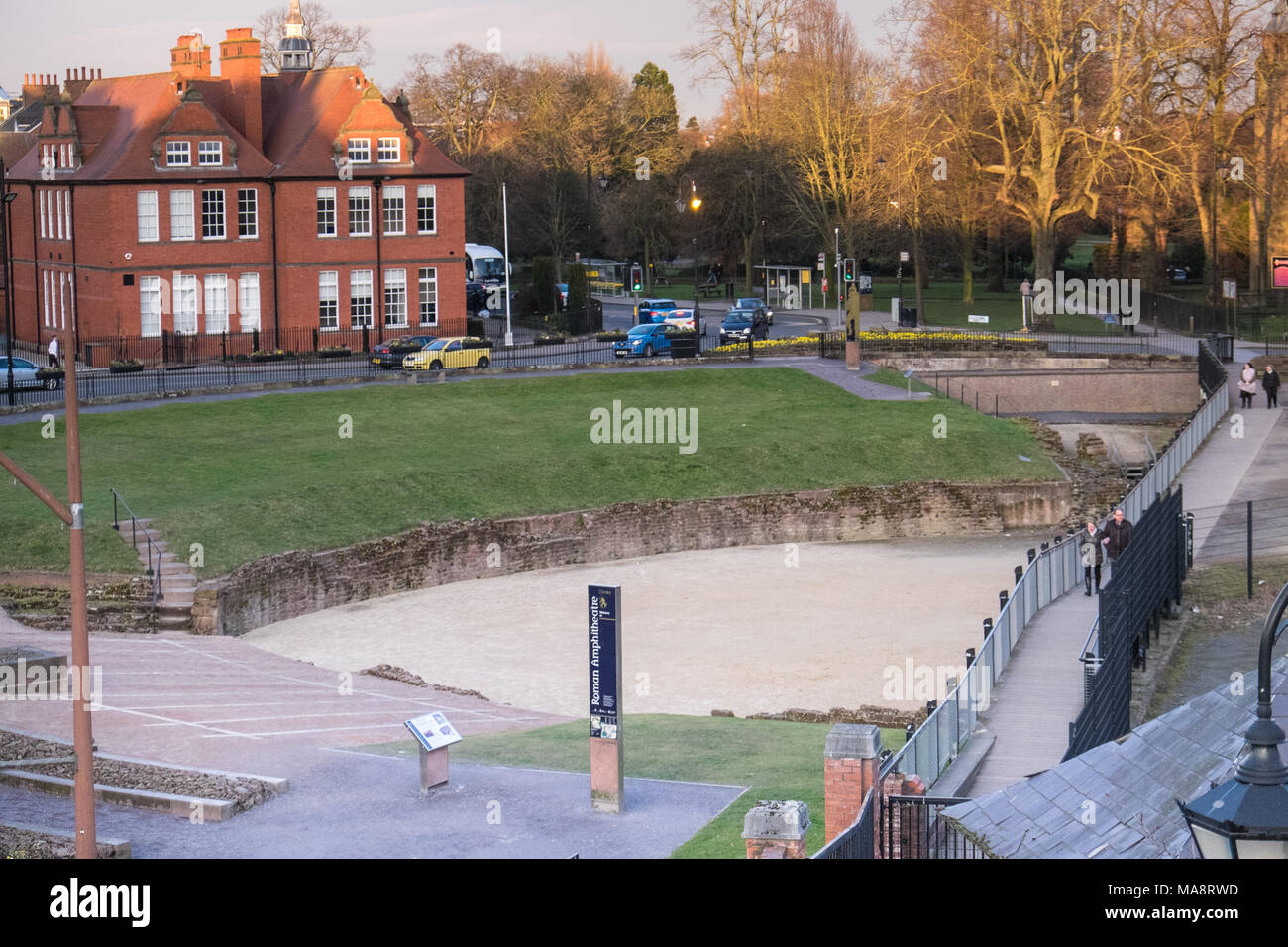 Roman,Roman Amphitheatre,from,Roman Wall,City,Walls,Chester,Cheshire ...