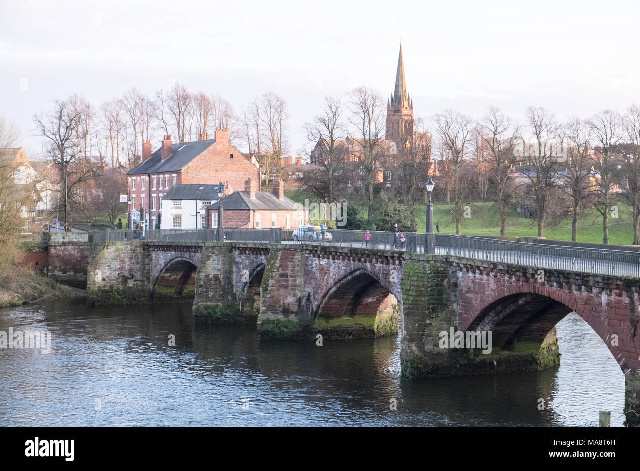 Old Dee Bridge,Handbridge,Hand Bridge,across,River Dee,from,Roman, City ...