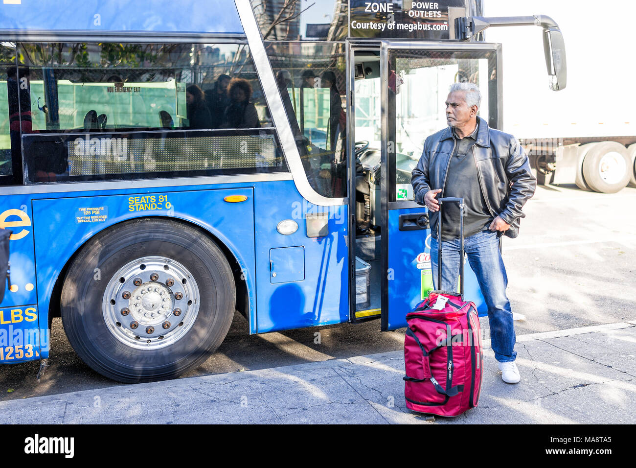 New York City, USA - October 30, 2017: People person one man standing ...