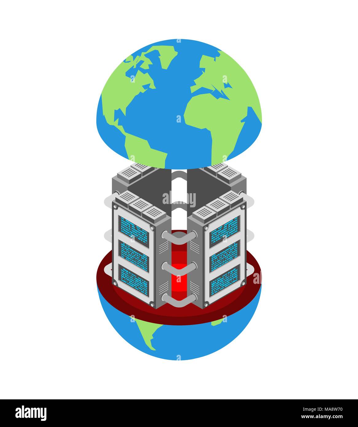 Server in Earth. Data center of planet. Internet industry. Data ...