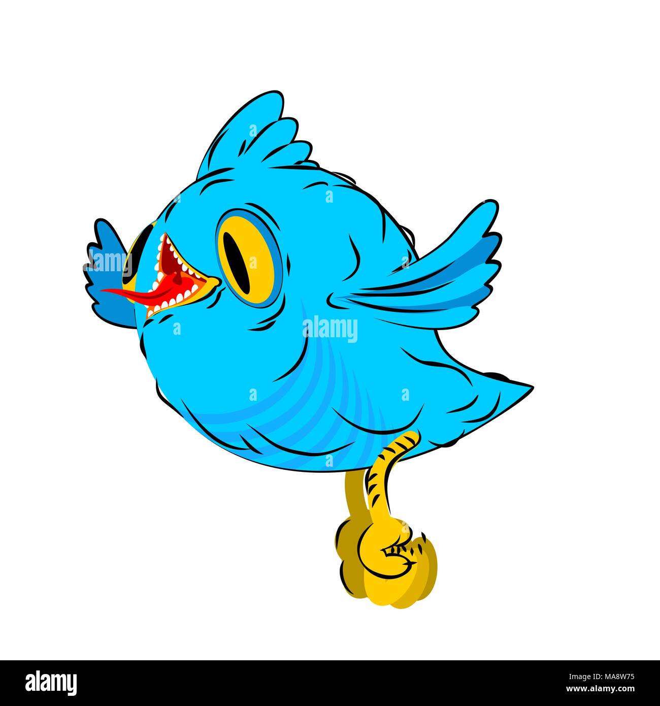 Blue bird Little flies isolated. Birdie cartoon style Stock Vector ...