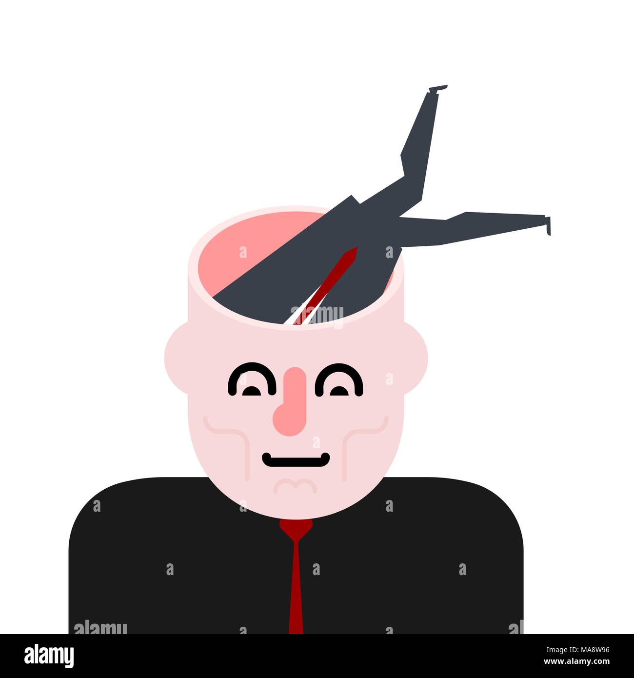 Digging in head. Crawl into brain. open head Stock Vector Image & Art ...