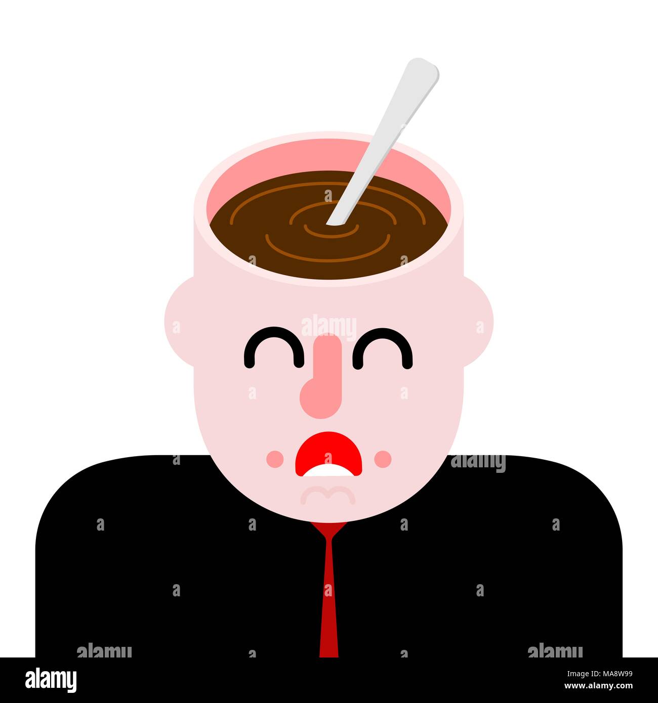 Coffee in open head. Hot drink on your mind. Morning Awakening and ...