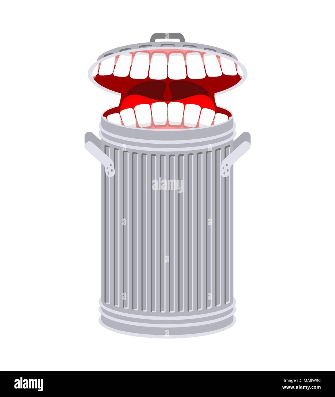 Garbage can with teeth. Trash can hungry. Eats rubbish Stock Vector ...