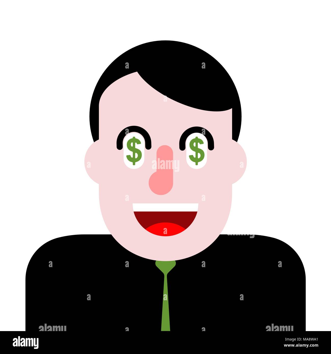 Money in eyes. Dollars on mind. Greedy Boss vector illustration Stock ...