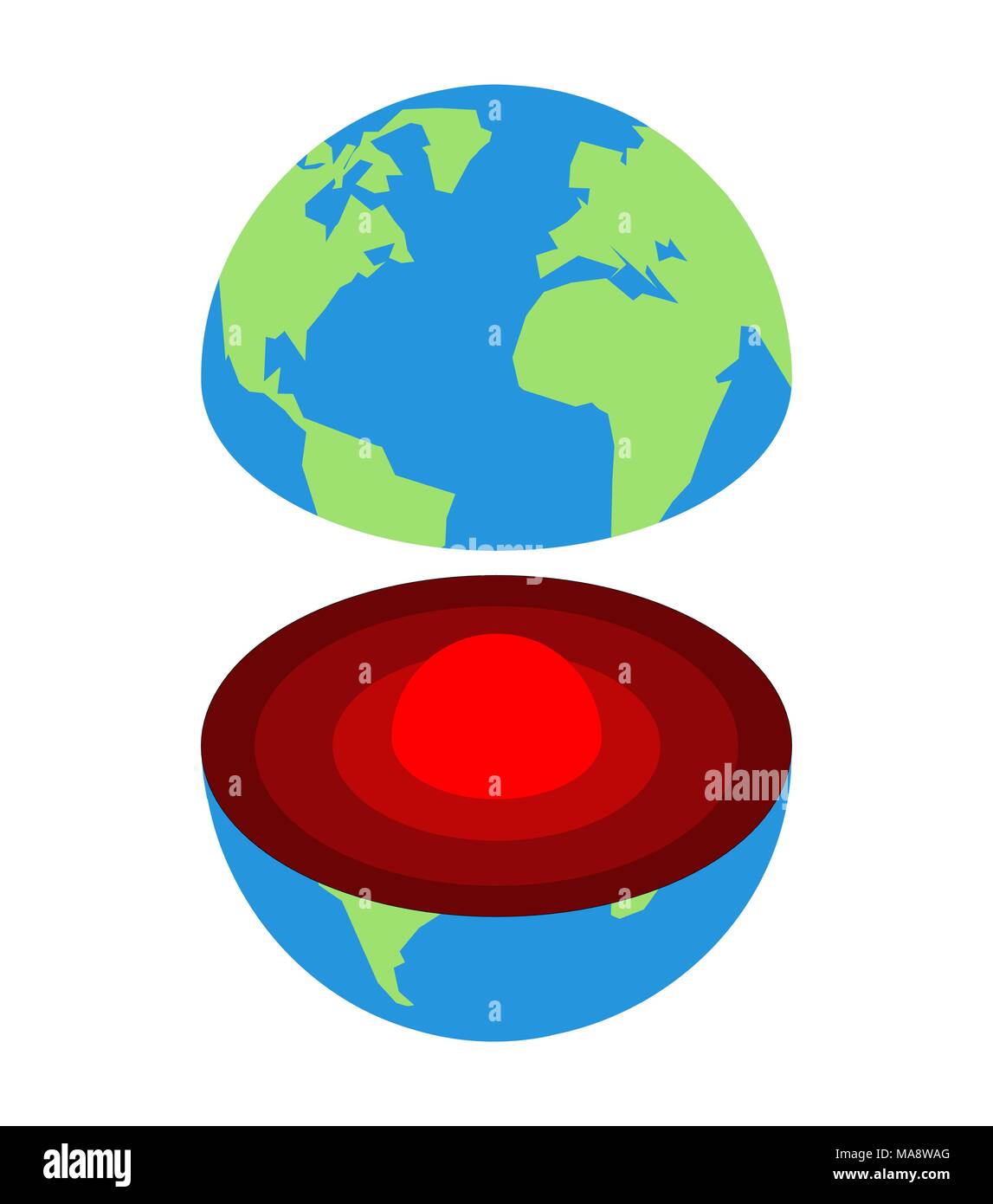 Earth core. Center of planet. Structure of earths crust. Internal ...