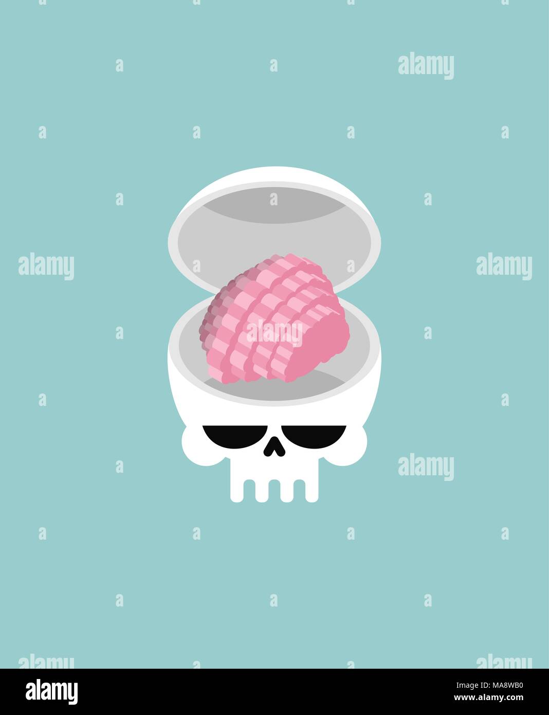 Open skull and brain isolated. Vector illustration Stock Vector Image ...