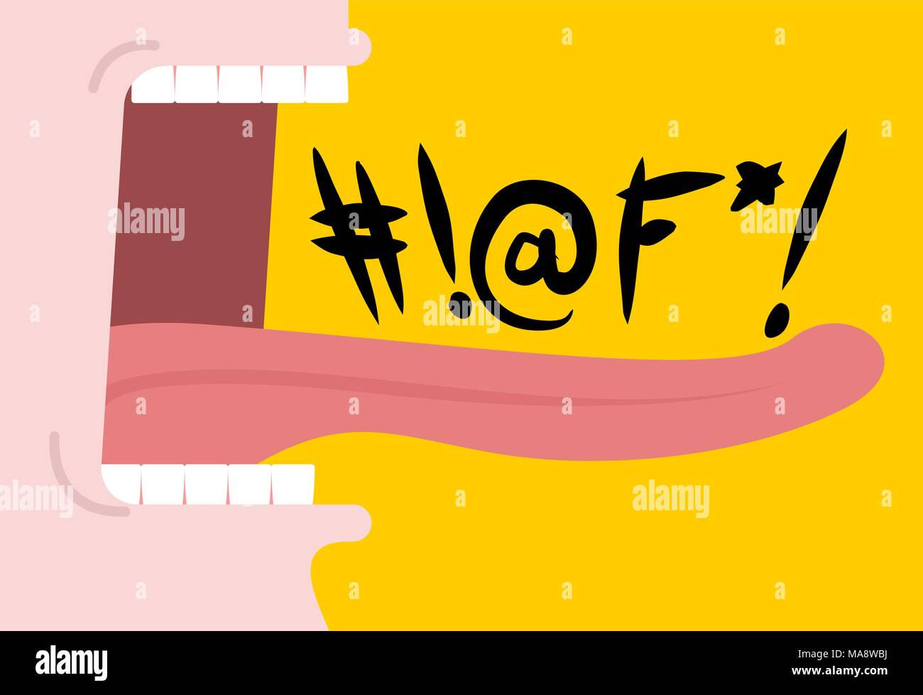 Shout swearing words. Cry Open mouth. Teeth and tongue. foul language ...